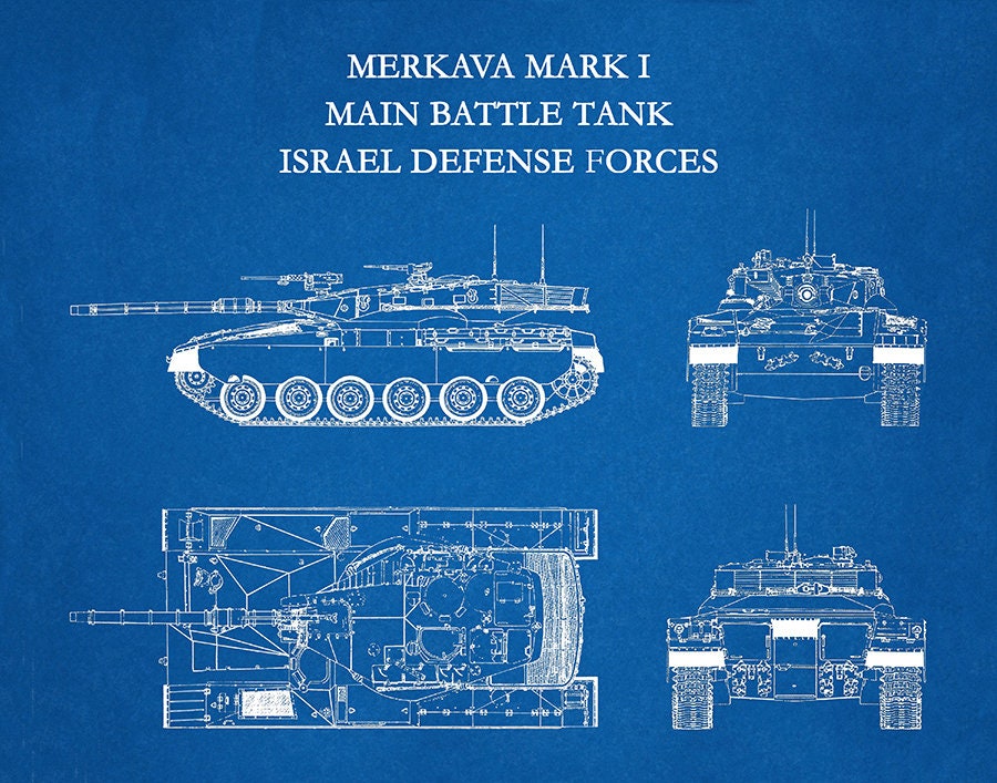 Merkava Mark I Tank Blueprint - Israel Main Battle Tank - 1982 Lebanon ...