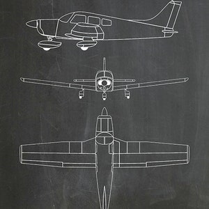 Piper PA-28-161 Drawing, Piper Warrior II Poster, Piper Cub Airplane ...