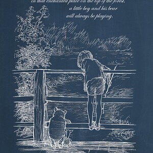 Winnie the Pooh Print, "wherever They Go...a Little Boy and His Bear ...