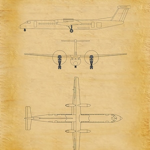 Bombardier Dash 8 Q400 Drawing, Dash 8 Airplane Poster, Pilot Art, De ...