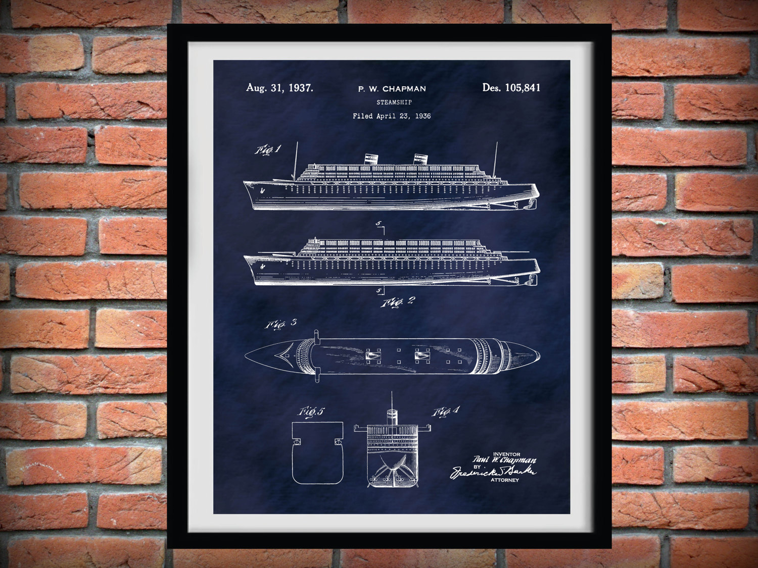 1937 Steamship Patent Print Design 2 Steamship Poster | Etsy