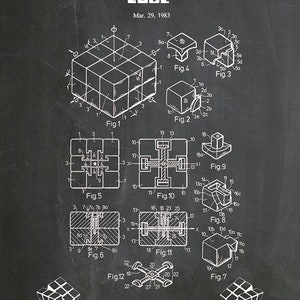 1983 Rubik's Cube Patent Print Vers #1, Rubiks Cube Poster, Spatial ...