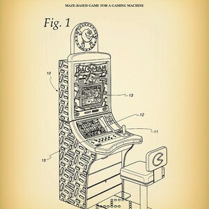 2003 Pac Man Slot Machine Patent Print - Pacman Console Game Poster ...