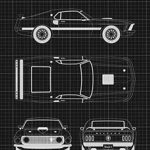 1969 Ford Mustang Mach 1 Poster, Mustang Mach 1 Drawing - Mustang Lover ...