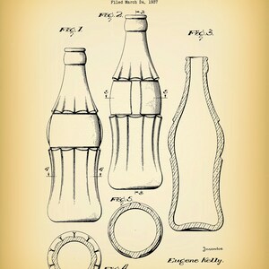 1937 Coca Cola Bottle Patent Print, Coca Cola Poster, Soda Shop Décor ...