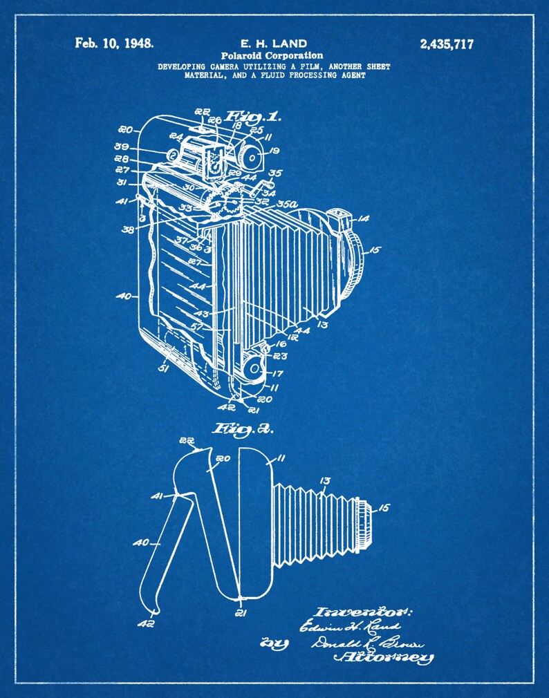 1948 Polaroid Land Camera Patent - Art Print - Poster Print - Wall Art ...