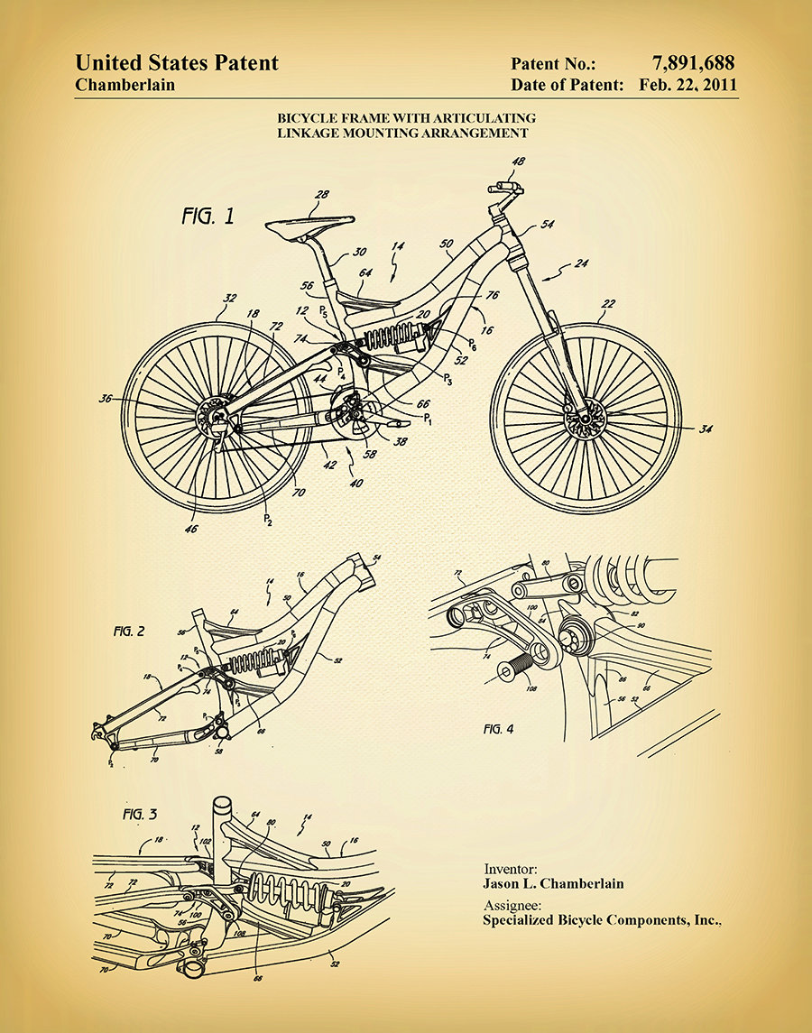 Mountain Bike Patent Print - 2011 Mountain Bike Poster - Bicycle ...