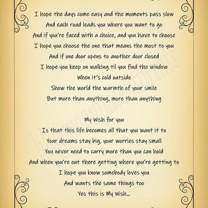 My Wish For You Lyrics Art Print Rascal Flatts Song Lyrics | Etsy