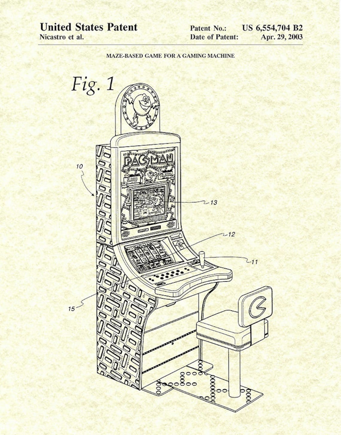 2003 Pac Man Slot Machine Patent Print Pacman Console Game - Etsy