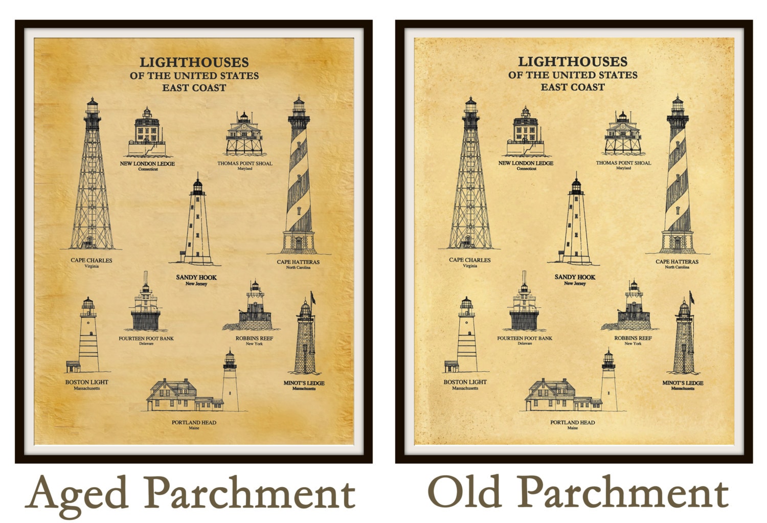 US Lighthouses of the East Coast - Lighthouse Poster - Lighthouse ...