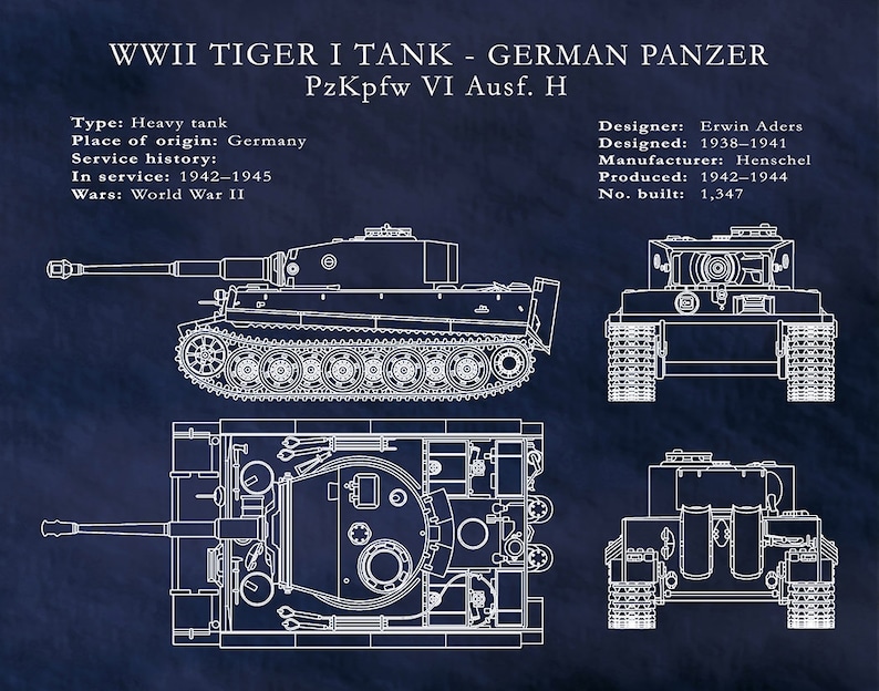 1942 Panzer Tiger I Panzer Bundeswehr Panzer Blaupause - Etsy.de