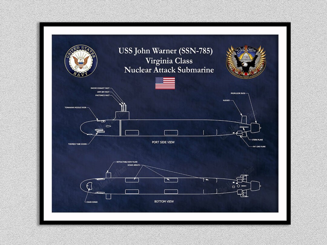 USS John Warner SSN 785, Virginia Class Submarine Blueprint, USS ...
