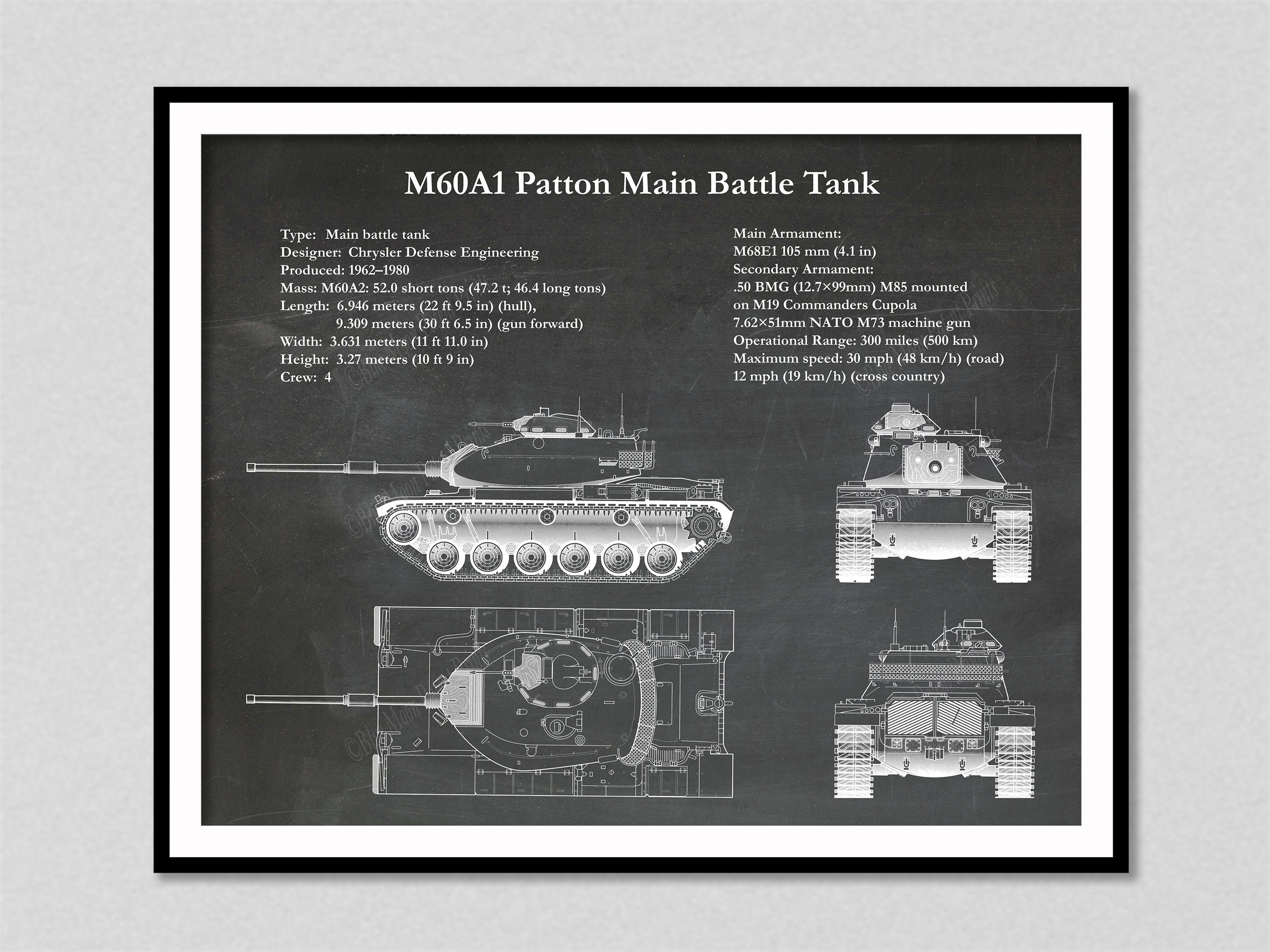 M60A1 Patton Main Battle Tank Designed for the Military, M60A1 drawing ...