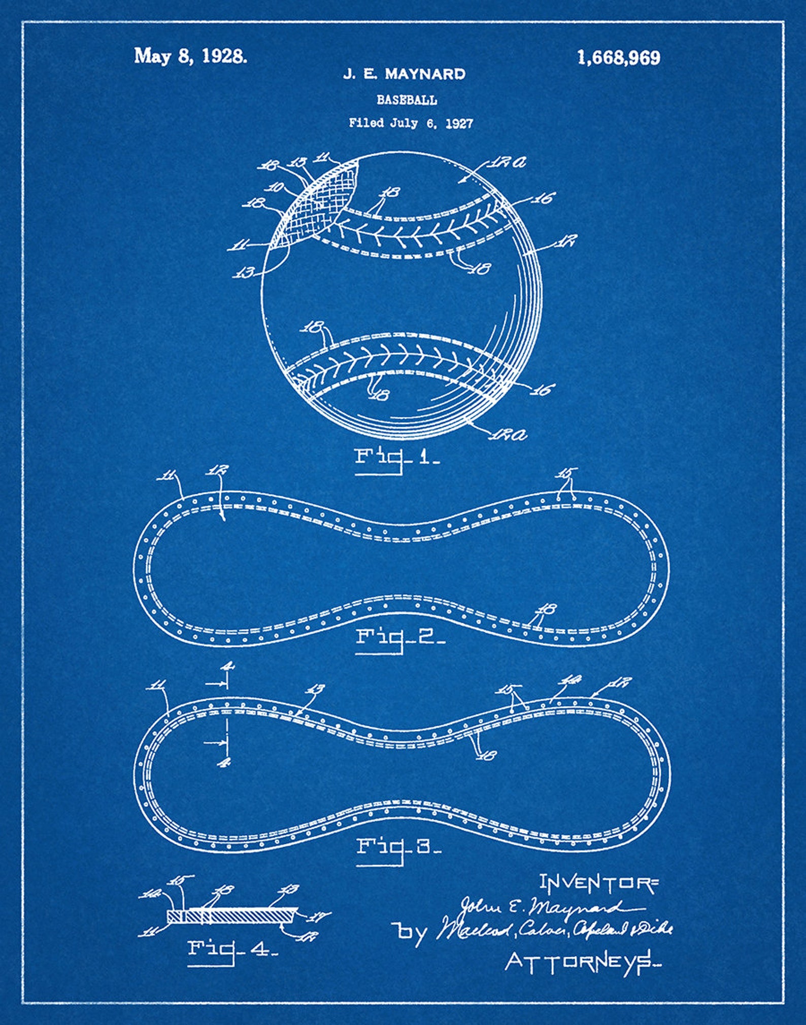 1928 Baseball Patent Print Poster Sports Decor Wall Art | Etsy