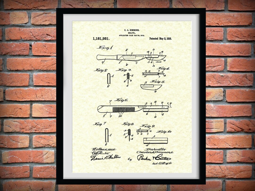 1916 Scalpel Patent Print - Scalpel Poster Print - Hospital Decor ...