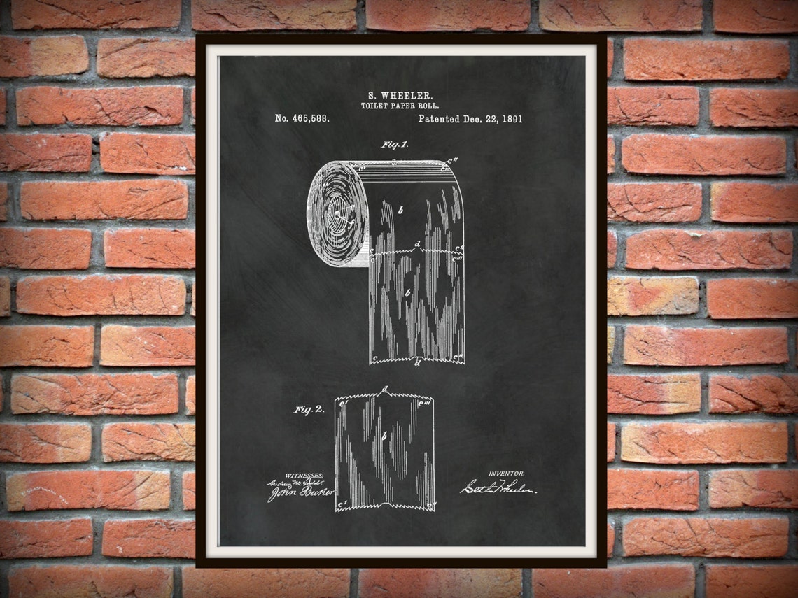 1891 Toilet Paper Roll Patent Print Bathroom Art Bathroom - Etsy