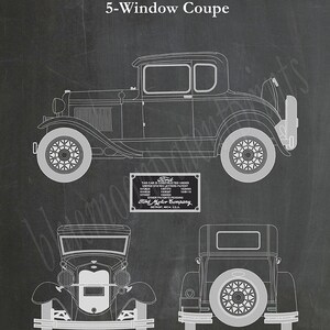 Model A Ford Coupe Poster, 1930 Model A Blueprint, 1930 Ford Model A 5 ...