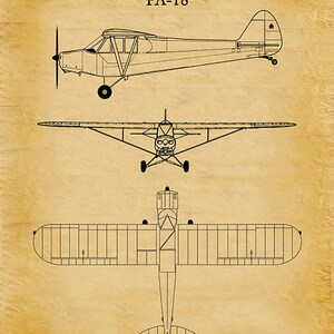 Piper Super Cub PA-18 Drawing - Piper Cub Poster, Piper Cub Blueprint ...