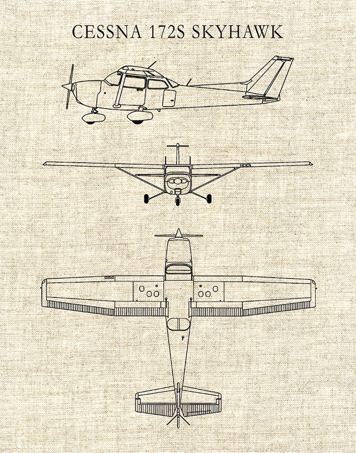 Cessna 172 Skyhawk Drawing Airplane Art Print Poster | Etsy