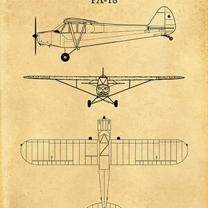 Piper Super Cub PA-18 Drawing - Piper Cub Poster, Piper Cub Blueprint ...