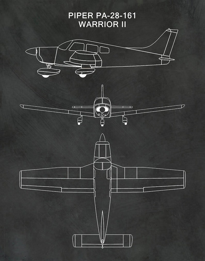 Piper PA-28-161 Drawing Piper Warrior II Poster Piper Cub - Etsy