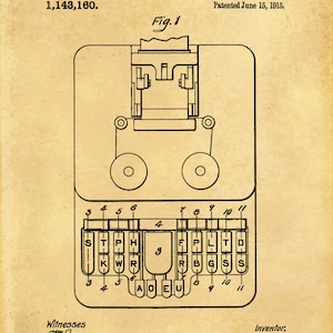 1915 Stenographic Machine Patent Print, Court Reporter Wall Art ...