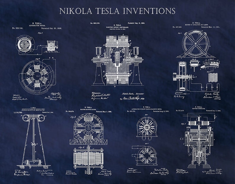 Nikola Tesla Patent Prints 7 Tesla Inventions Poster Tesla - Etsy UK