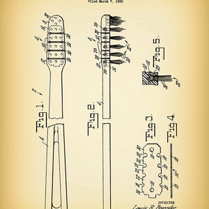 1953 Toothbrush Patent Print Bathroom Decor Home Decor Washroom Decor ...