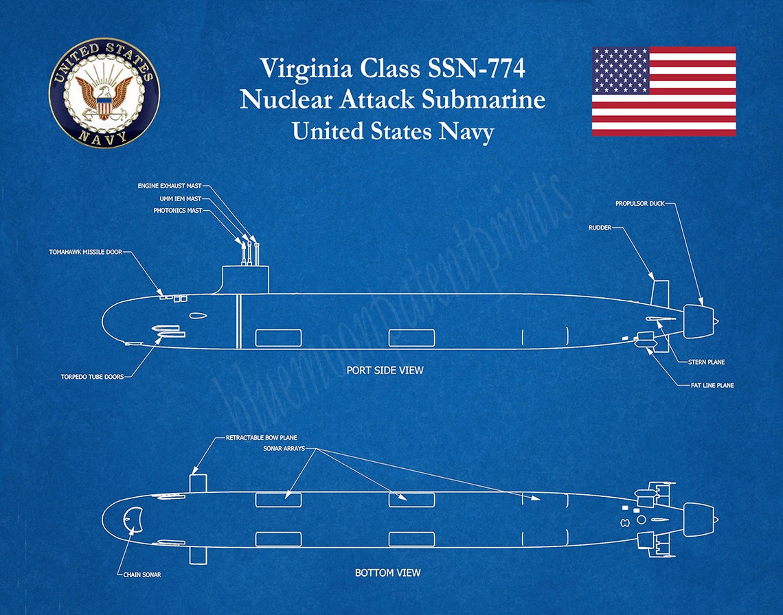 Virginia Class SSN-774 Submarine Blueprint USS Virginia Class | Etsy