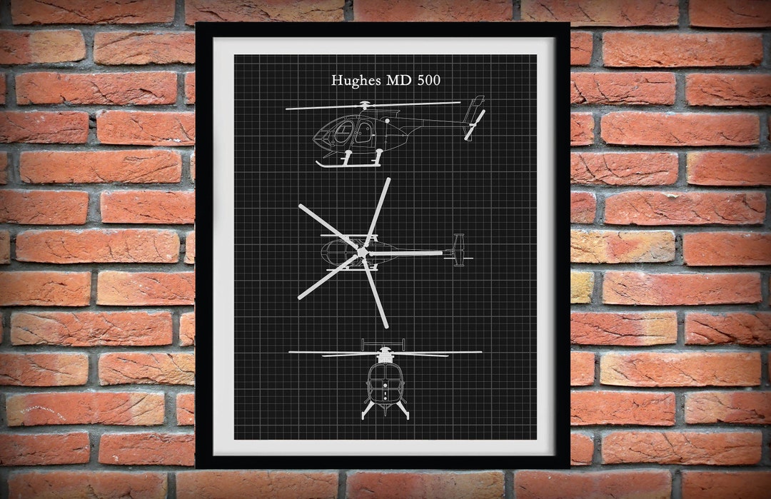 Hughes MD500 Helicopter Print, Hughes Helicopter Blueprint, MD500 ...