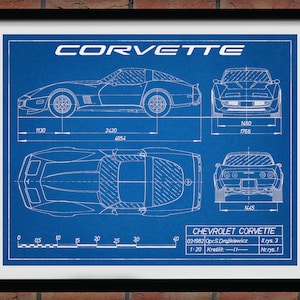 Corvette C3 Drawing, Chevy Corvette C3 Poster, Chevrolet Corvette C3 ...