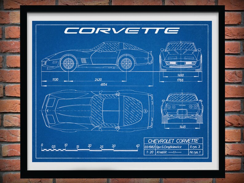 Corvette C3 Drawing Chevy Corvette C3 Poster Chevrolet | Etsy