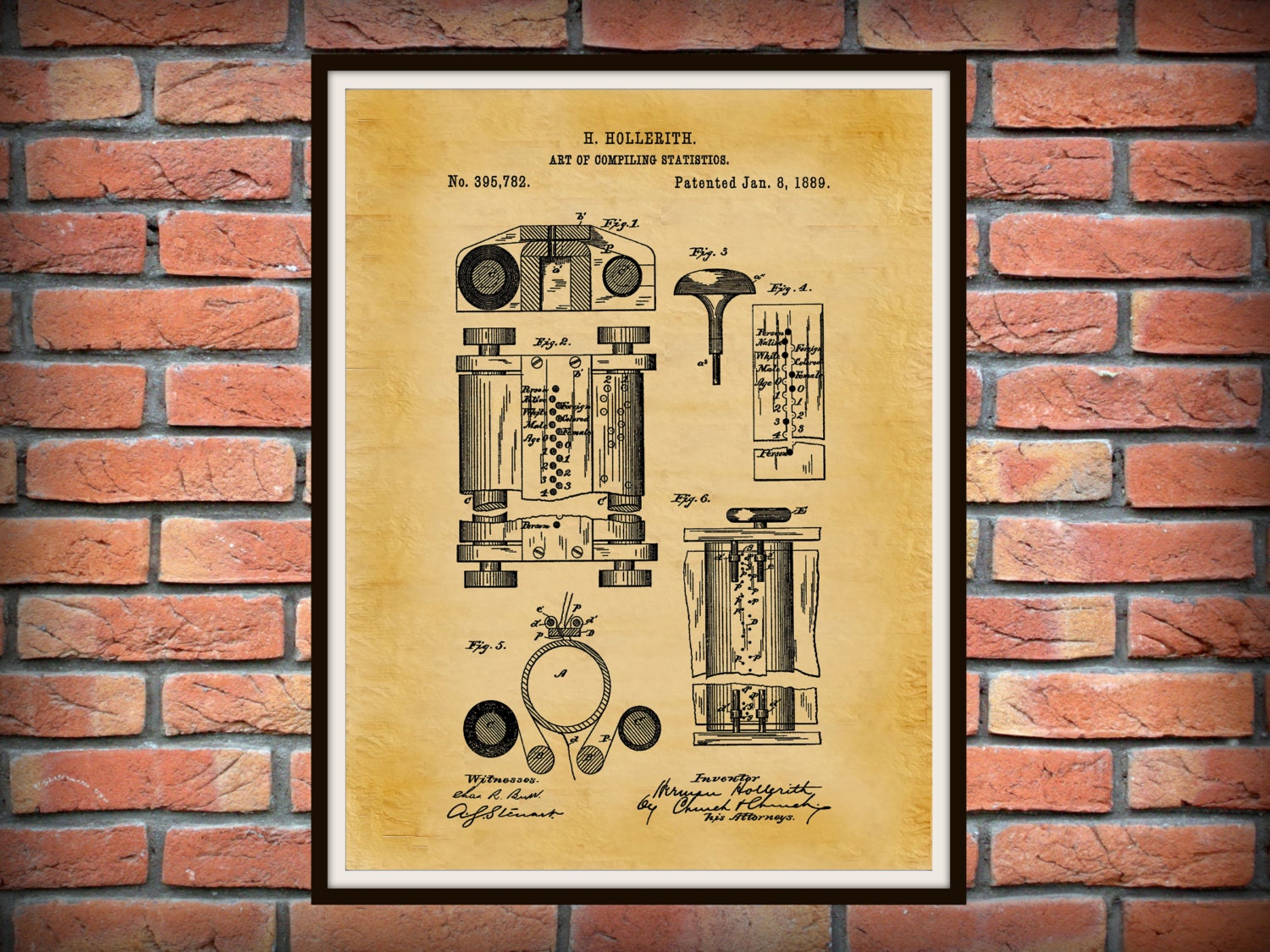 1889 First Computer Patent Print, Art of Compiling Statistics Wall Art ...