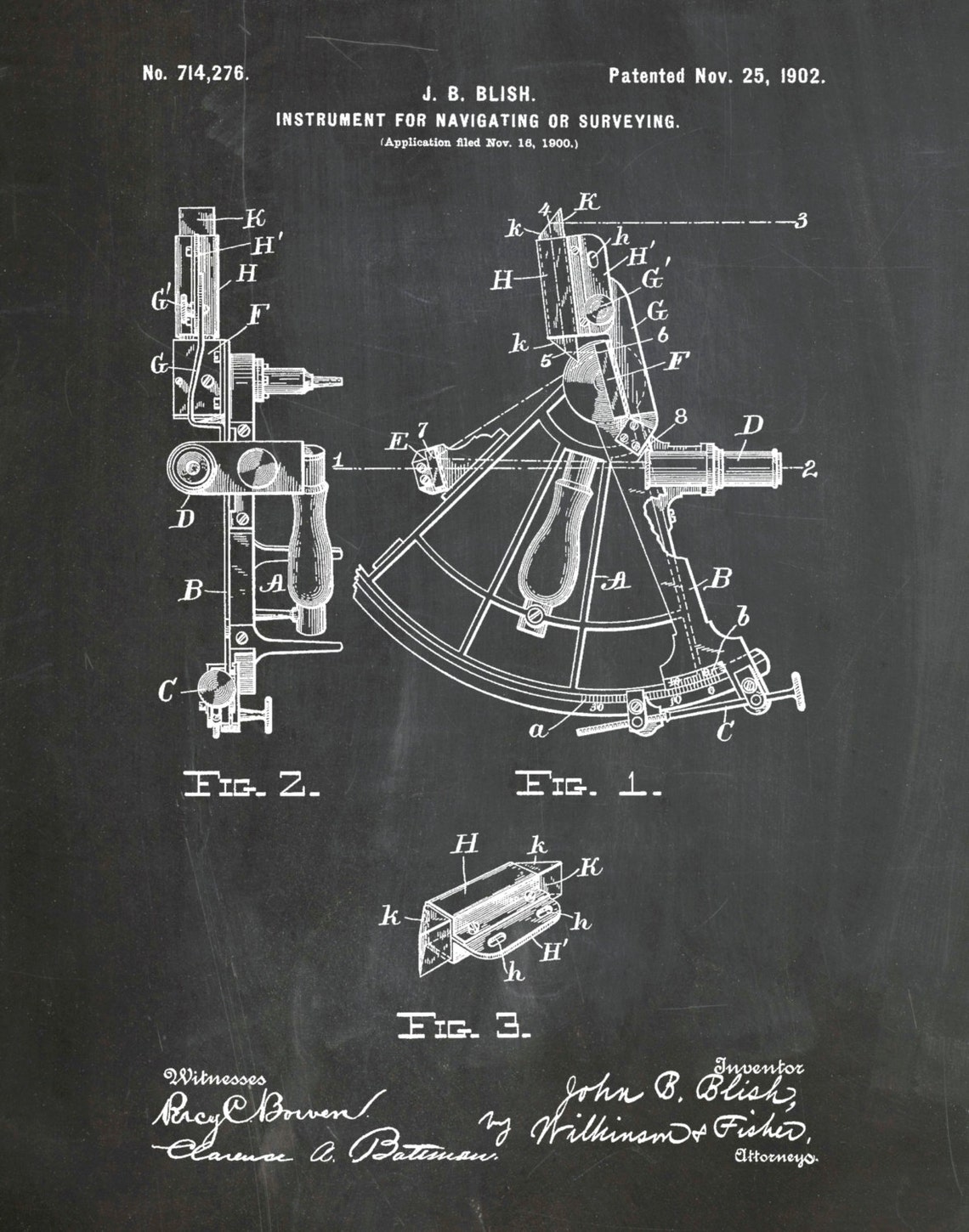 1902 Sextant Patent Print Ship Navigation Poster Nautical - Etsy