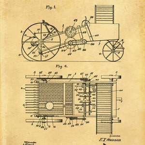 1917 Hay Baler Patent Print - Agriculture Wall Art - Tractor - Farming ...