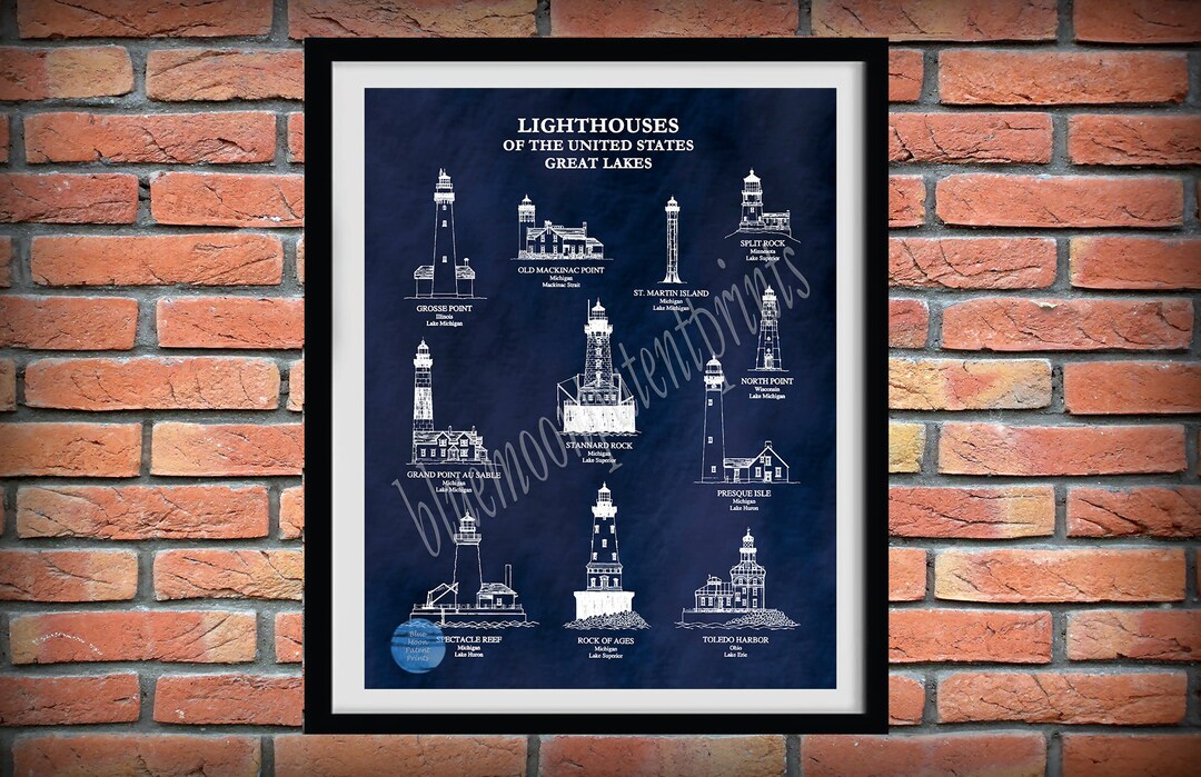 Lighthouses of the Great Lakes Art Print, Split Rock, Toledo Harbor ...