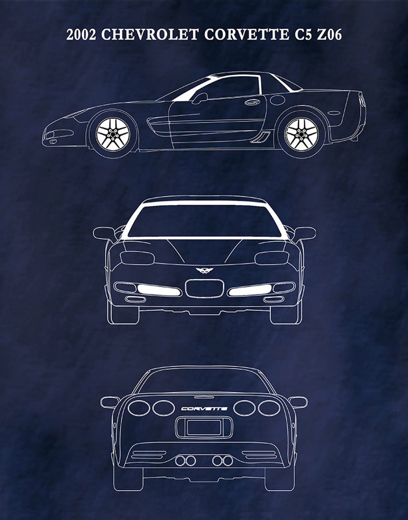 2002 Corvette C5 Z06 Art Print Chevy Corvette C5-Z06 2001 - Etsy