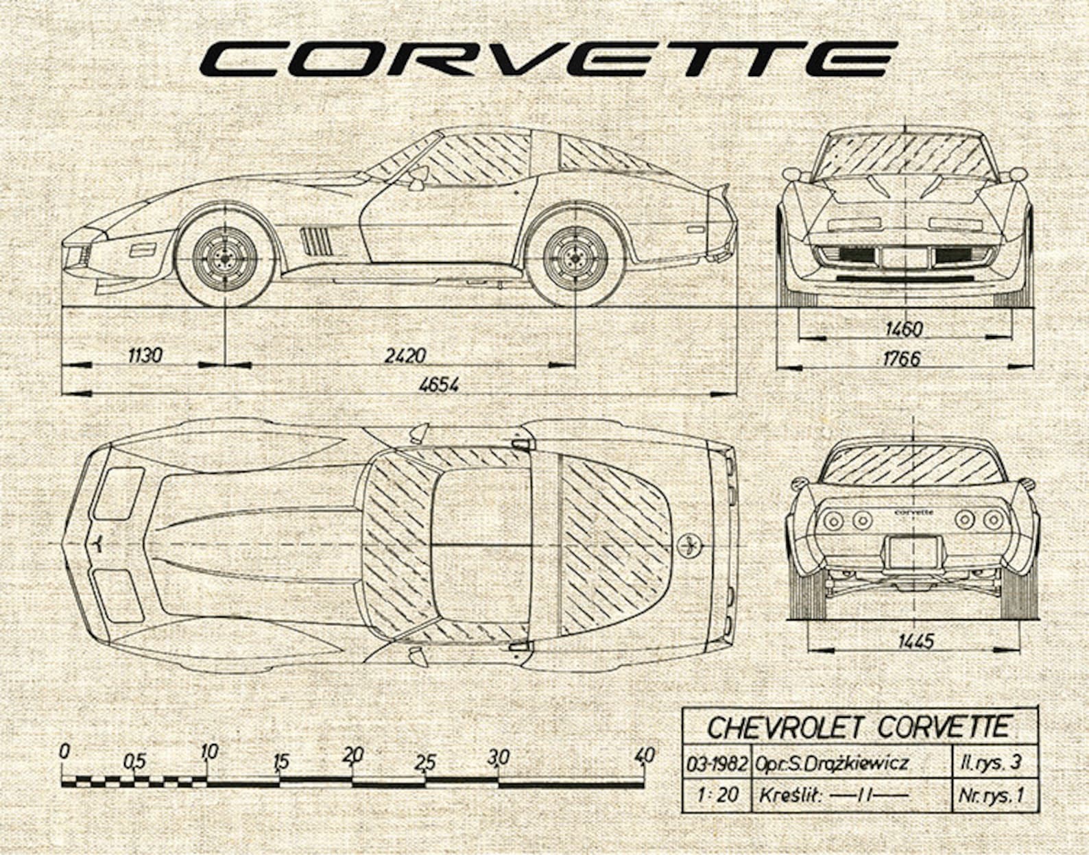 Corvette C3 Drawing Chevy Corvette C3 Poster Chevrolet - Etsy