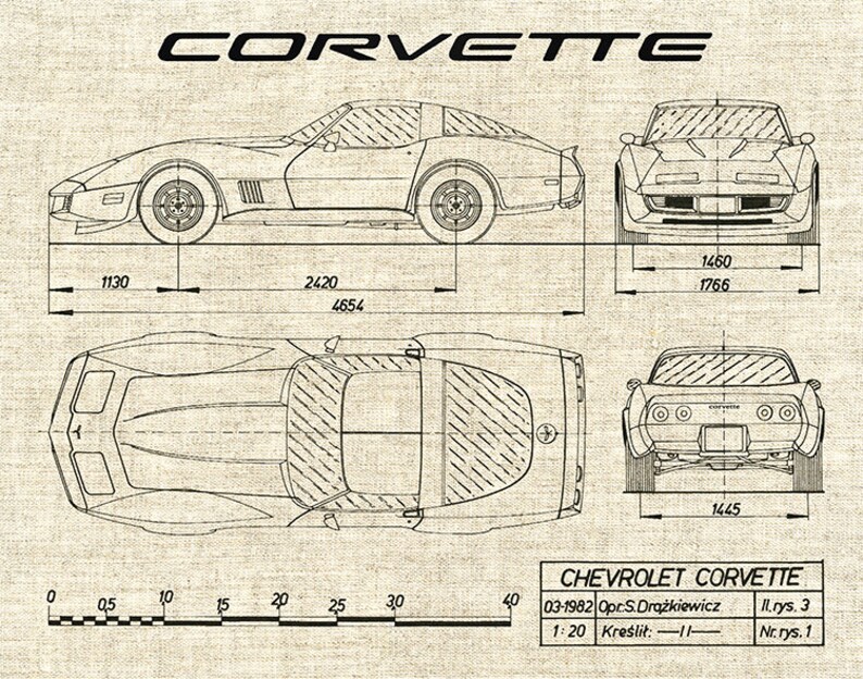 Corvette C3 Drawing Chevy Corvette C3 Poster Chevrolet | Etsy