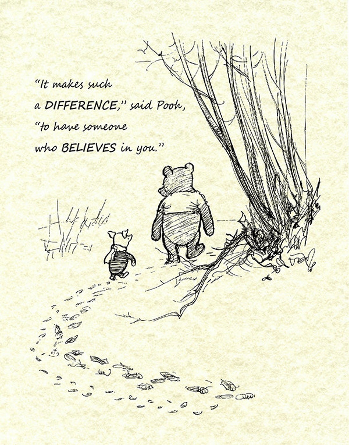 It Makes Such a Difference Pooh Quote Winnie the Pooh Print - Etsy