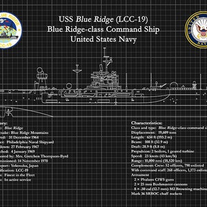 USS Blue Ridge LCC-119 Command Ship Art Print, Blue Ridge Class ...