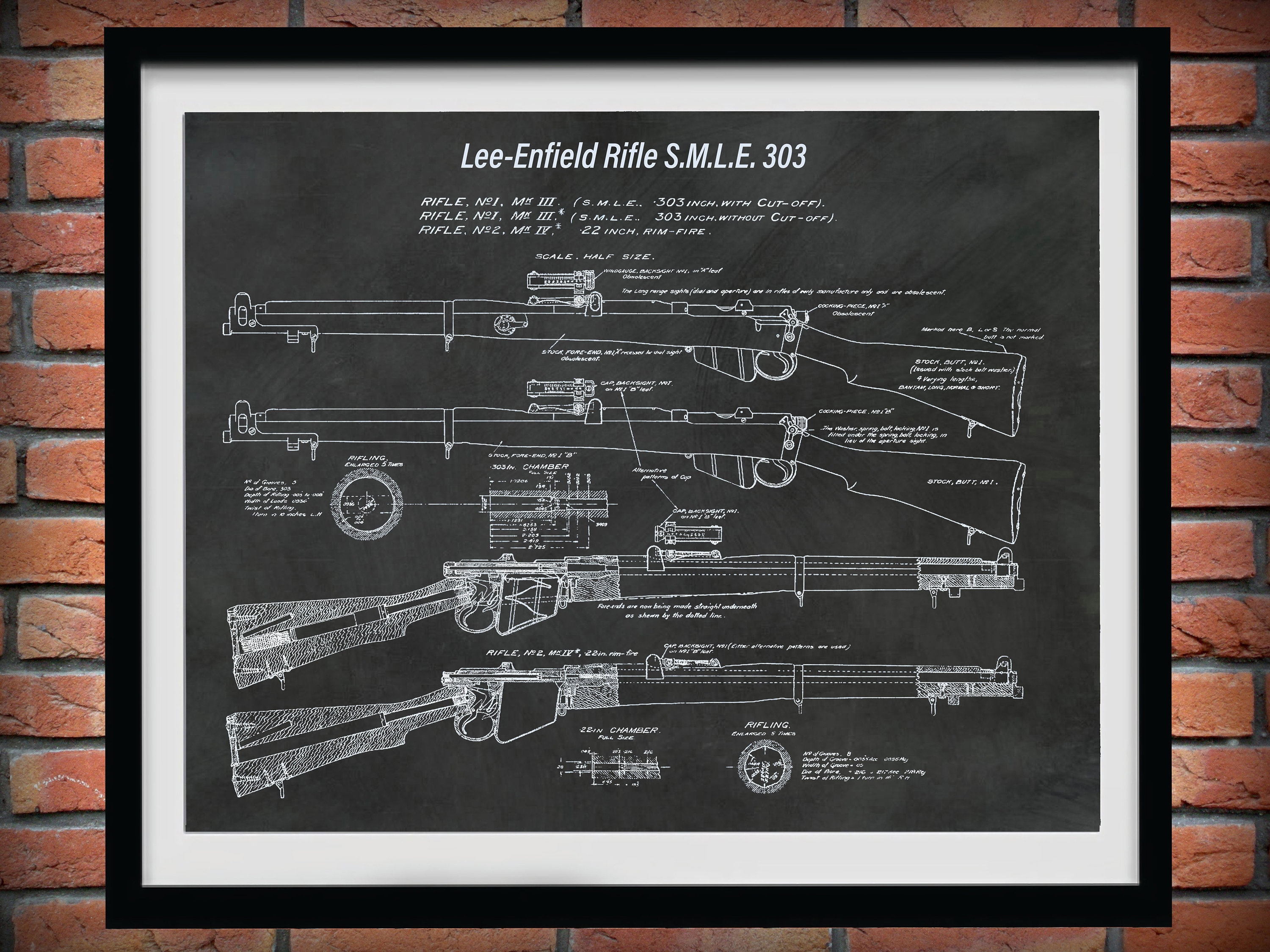 Lee-Enfield Rifle Patent Print, Lee Enfield 303 Rifle Poster, Enfield ...