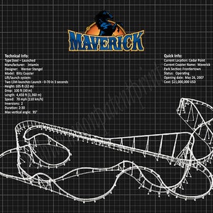Maverick Roller Coaster Drawing, Cedar Point Roller Coaster, Maverick Roller Coaster Blueprint ...