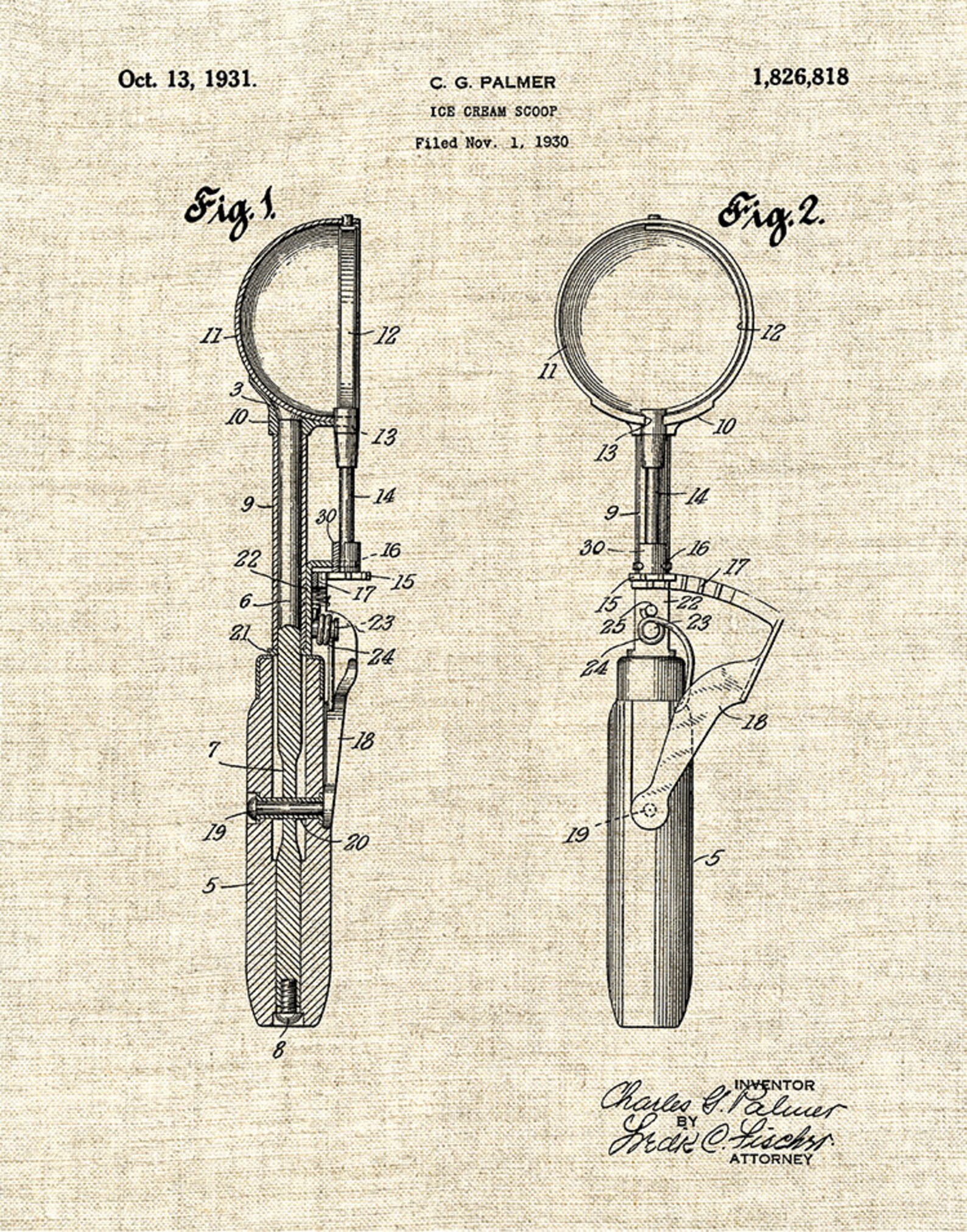 1931 Ice Cream Scoop Patent Print Ice Cream Shop Decor Ice - Etsy