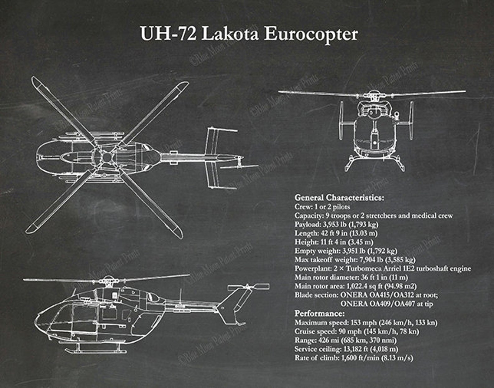 UH-72 Lakota Eurocopter Print UH-72a Lakota Helicopter | Etsy