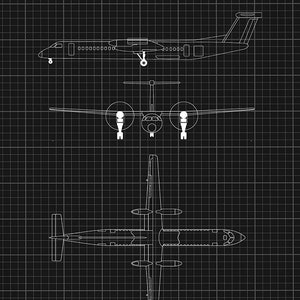 Bombardier Dash 8 Q400 Drawing, Dash 8 Airplane Poster, Pilot Art, De ...