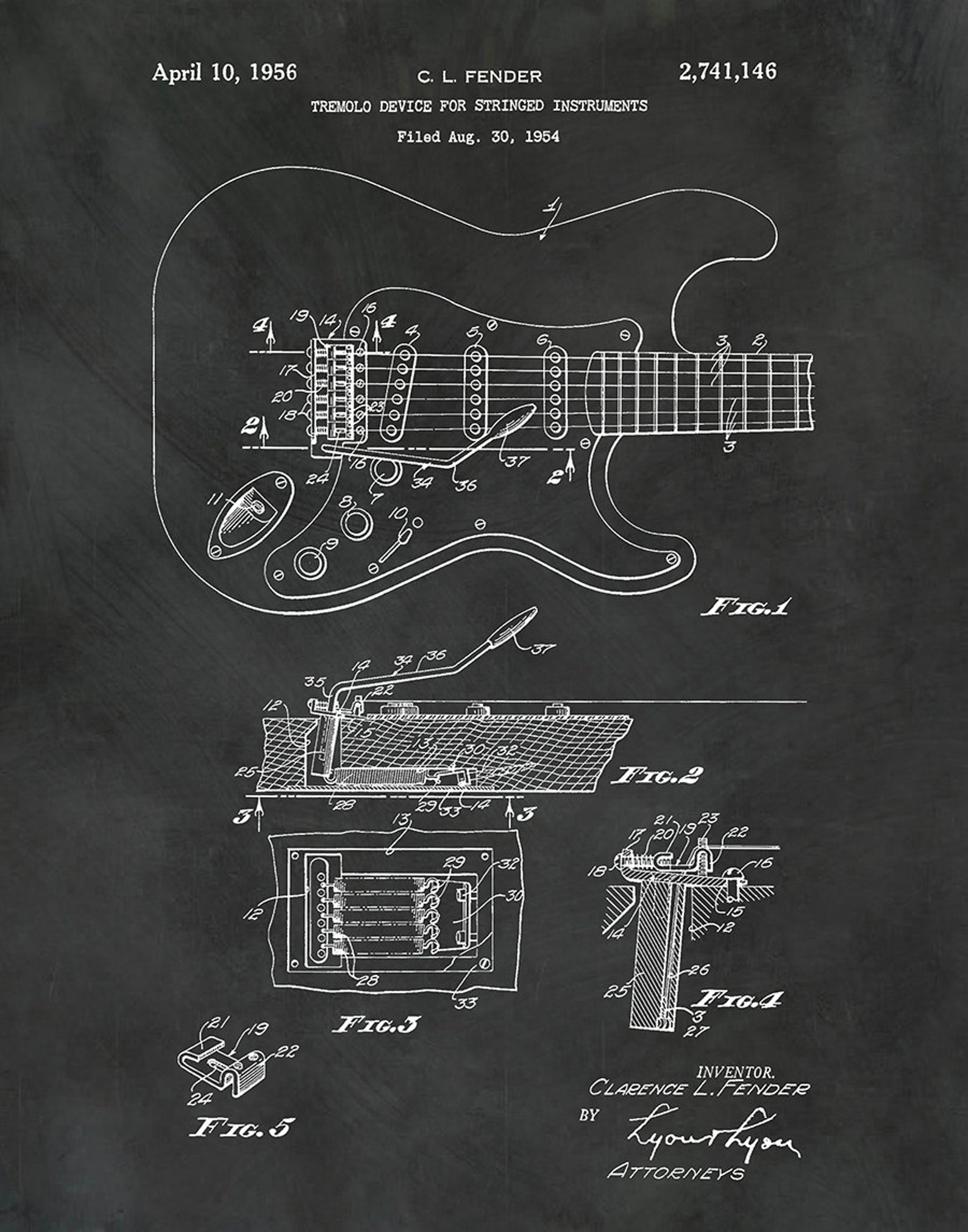 1956 Fender Guitar Patent Print Fender Stratocaster Guitar - Etsy
