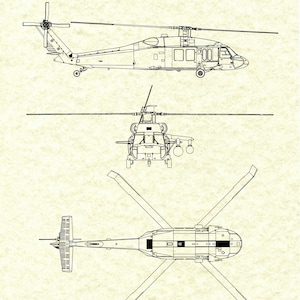 UH-60A Black Hawk Helicopter Art Print, Sikorsky UH-60A Helicopter ...