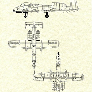 Fairchild Republic A-10 Thunderbolt II Drawing, A-10 Warthog Blueprint ...
