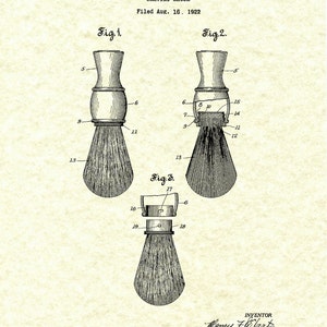 1924 Shaving Brush Patent Print Bathroom Decor Shaving Poster Barber ...